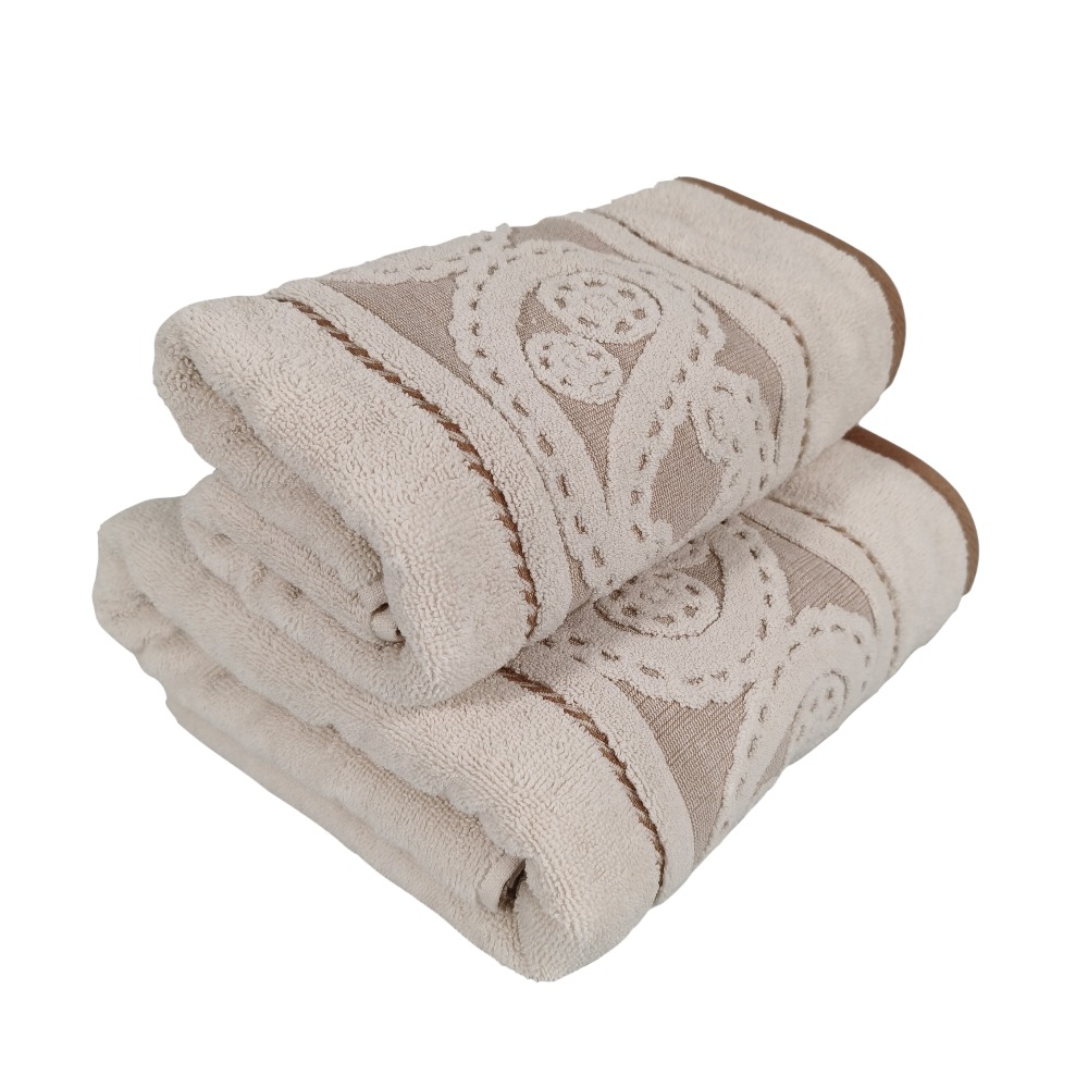 Set 2 Prosoape de Lux Hobby Sultan, Bumbac 100%, Crem - PUF7922 ...