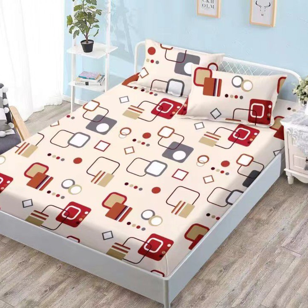 Husa de pat cu elastic din Bumbac Finet + 2 Fete de Perna, Pat 2 ...