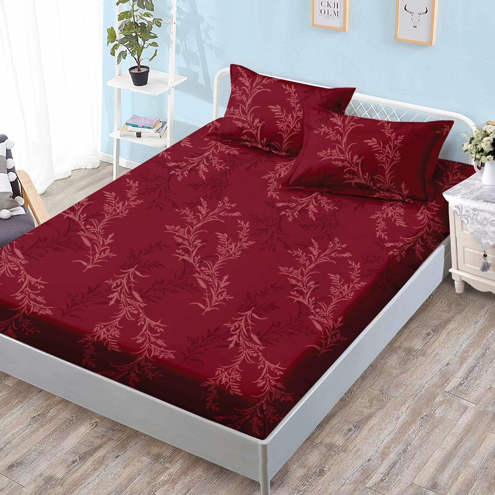 Husa de pat cu elastic din Bumbac Finet + 2 Fete de Perna, Pat 2 ...