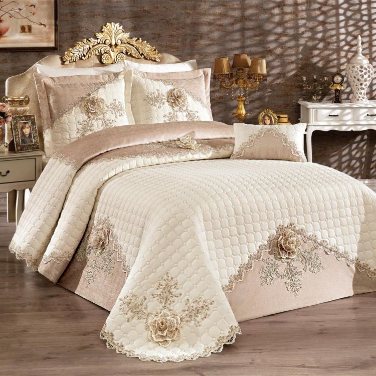 Set Luxury Gulperi: Cuvertura de Pat + 3 Fete de Perna, 4 Piese, Pat 2 ...