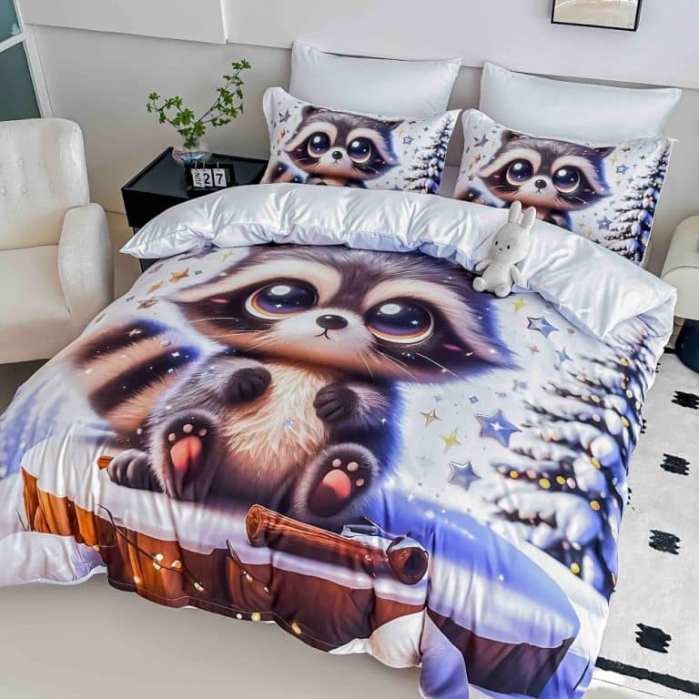 Set Lenjerie cu Elastic din Finet, Pat 1 Persoana, 4 Piese, Imprimeu 5D ...